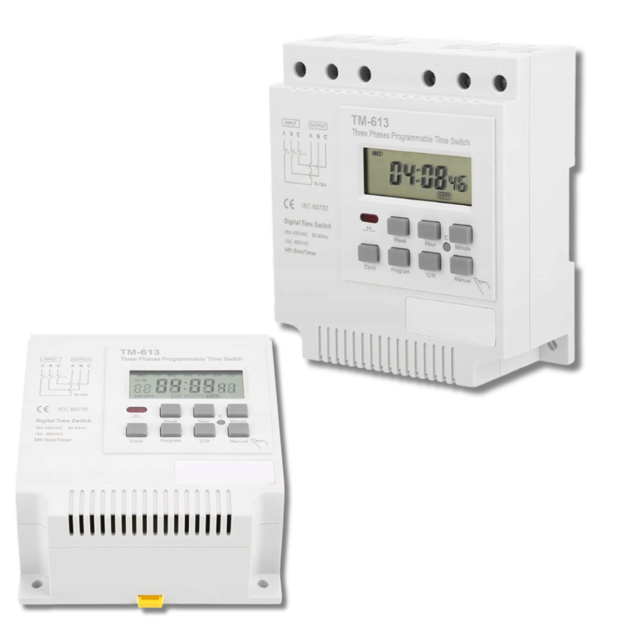 Programator Czasowy Na Szyne Cyfrowy 3-Faz 4 kW AC Tygodniowy ON OFF ...