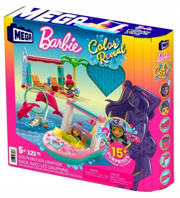 MEGA Barbie Color Reveal Przygoda z delfinami Zestaw klocków HHW83 ...