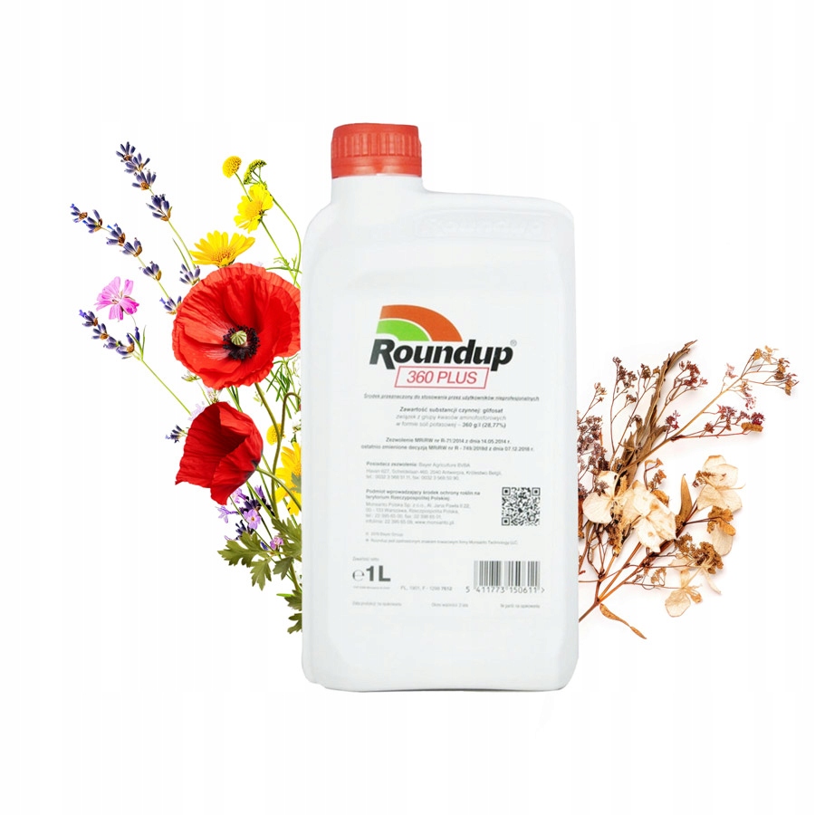 Roundup 360 SL Plus 1l BAYER glifosat, herbicyd totalny, perz randap ...