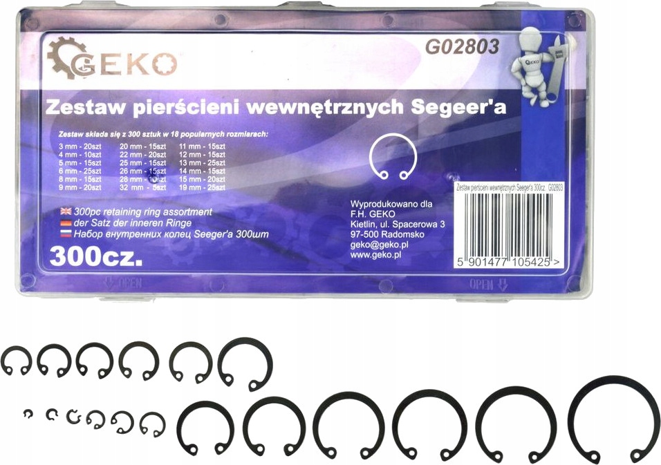 Segery pierścienie osadcze segera wewnętrzne Geko G02803 5901477105425 za 26.85PLN z BIAŁYSTOK ...