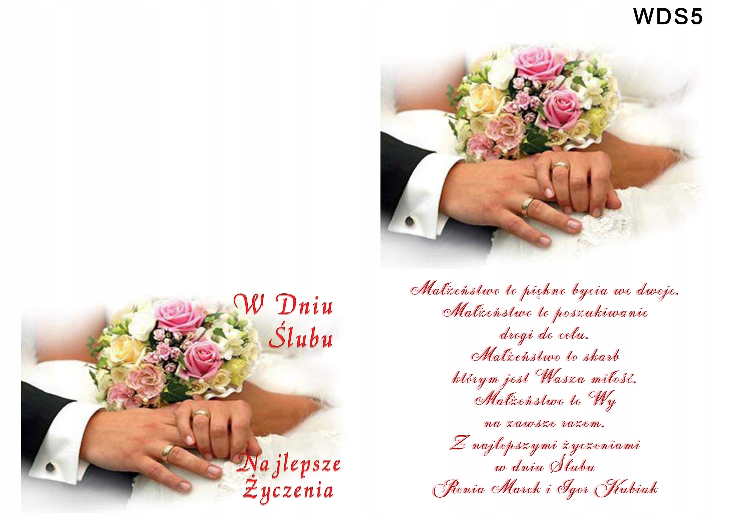 Pamiątka kartka w dniu ślubu dla młodej pary 12324514555 - Allegro.pl