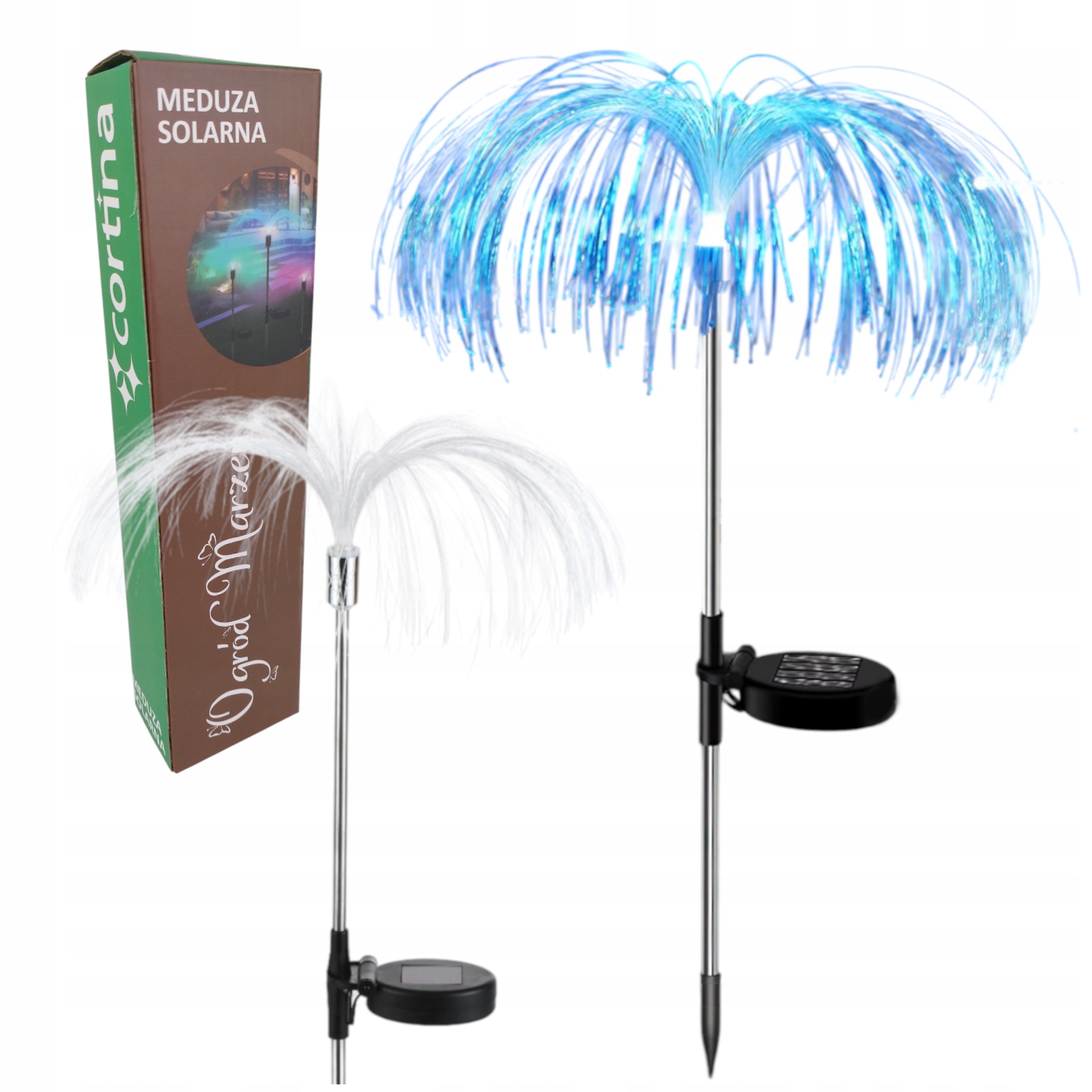 LAMPA SOLARNA LED MEDUZA ZMIENIAJĄCA KOLOR WBIJANA ŚWIATŁOWÓD 84 CM ...