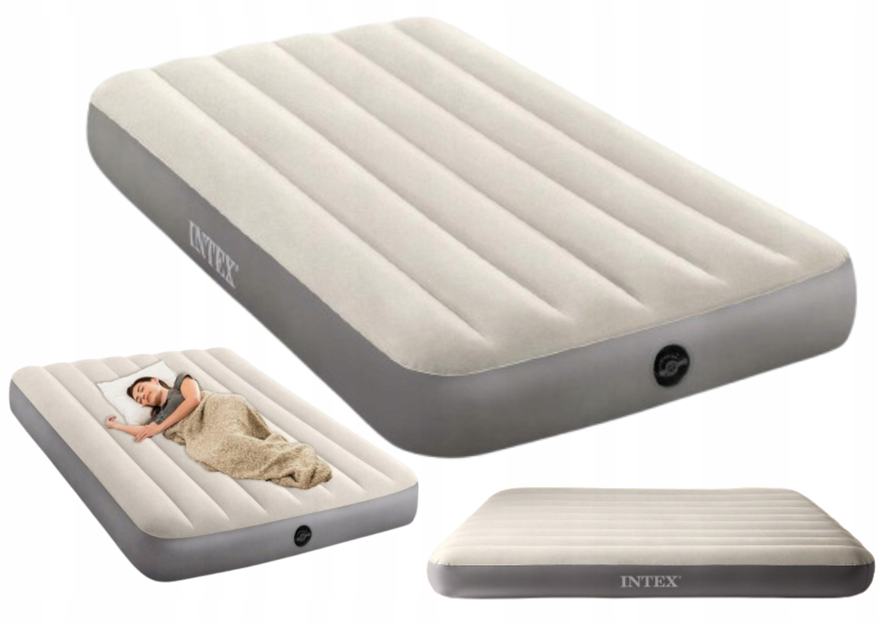 Materac turystyczny dmuchany jednoosobowy INTEX 191cm PREMIUM szeroki ...