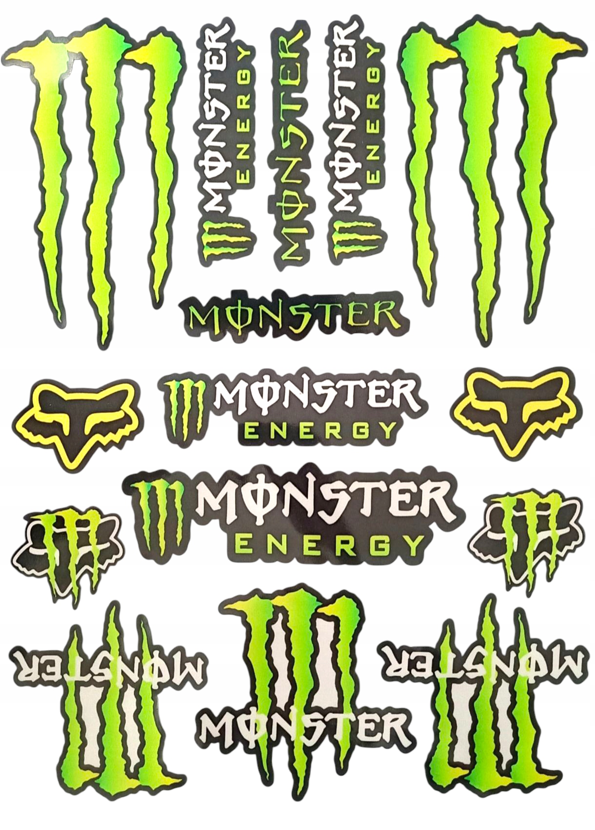 NAKLEJKI NA MOTOR MOTOCYKL ROWER SKUTER CROSSA MONSTER FOX DUŻY ZESTAW ...