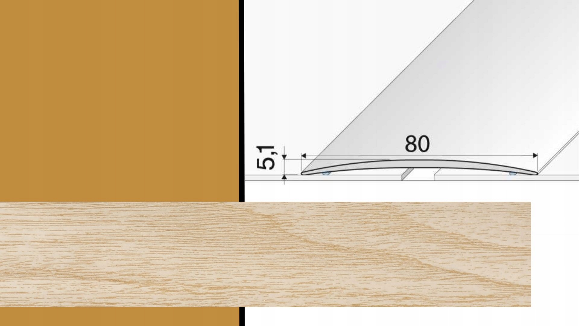 Listwa SAMOPRZYLEPNA 80mm ALUMINIOWA Szeroka A71 Progowa DĄB MOCCA ...