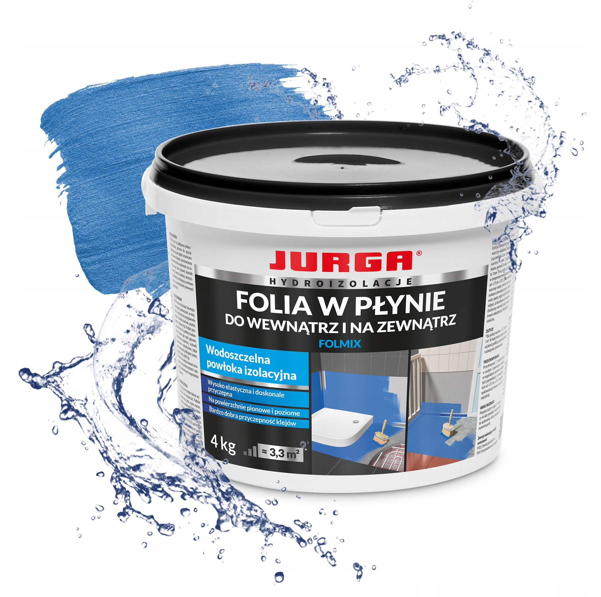 Folia w płynie WODOSZCZELNA elastyczna HYDROIZOLACJA taras ŁAZIENKA 4kg ... Folia w płynie WODOSZCZELNA elastyczna HYDROIZOLACJA taras ŁAZIENKA 4kg ...