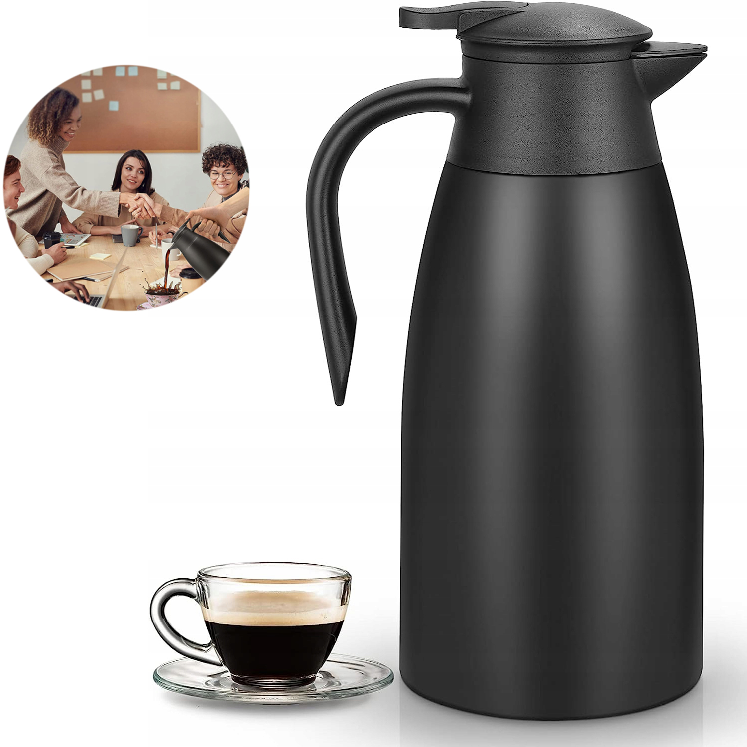 TERMOS STOŁOWY KONFERENCYJNY DZBANEK Z KLAPKĄ 2L KAWA, WODA, HERBATA (0191491810510) • Cena ...