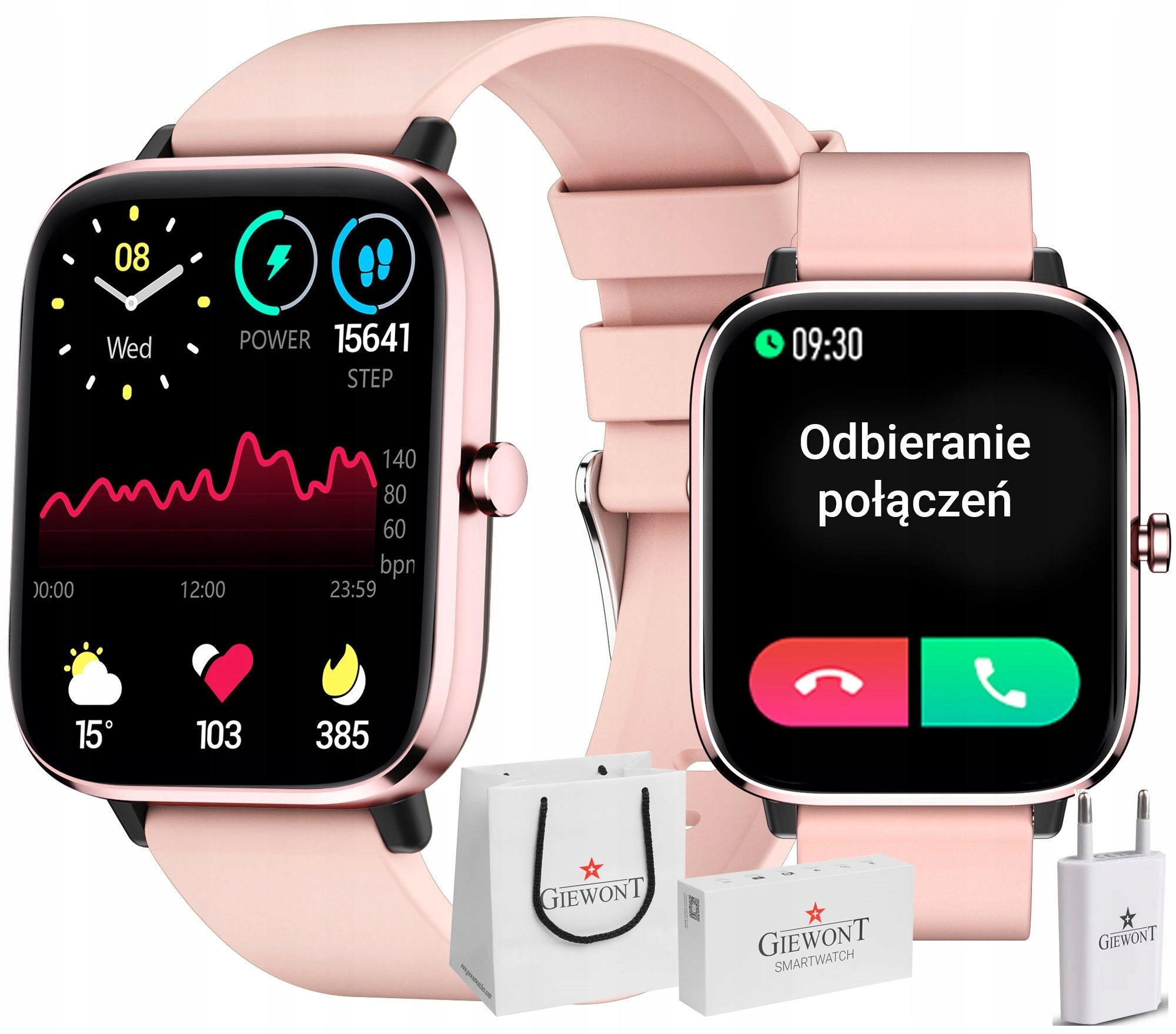 SMARTWATCH DAMSKI ZEGAREK Z FUNKCJĄ ROZMOWY TERMOMETR CIŚNIENIE ...