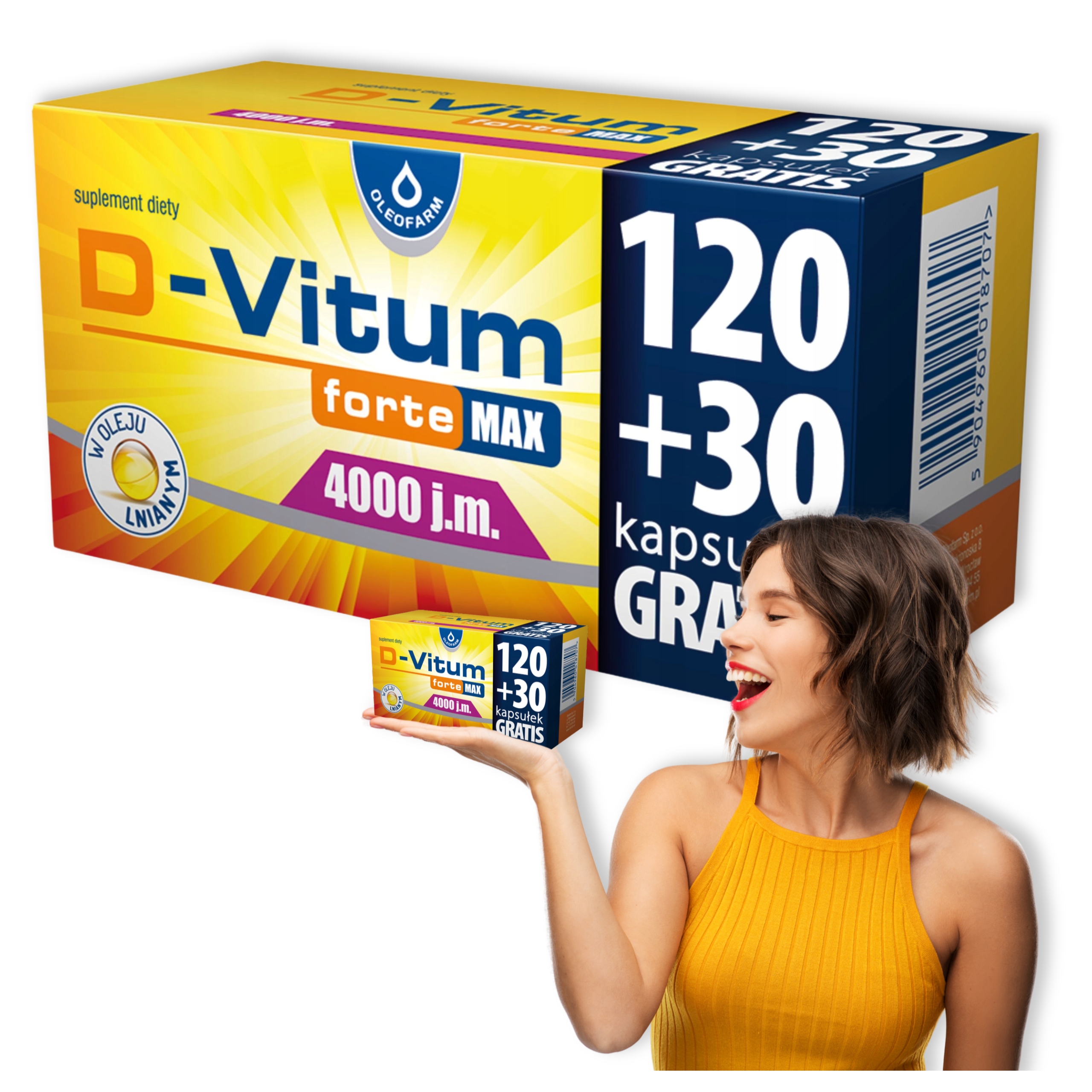 Witamina D3 D-Vitum Forte 4000 j.m MAX 150 Kapsułek Zdrowy Organizm ...
