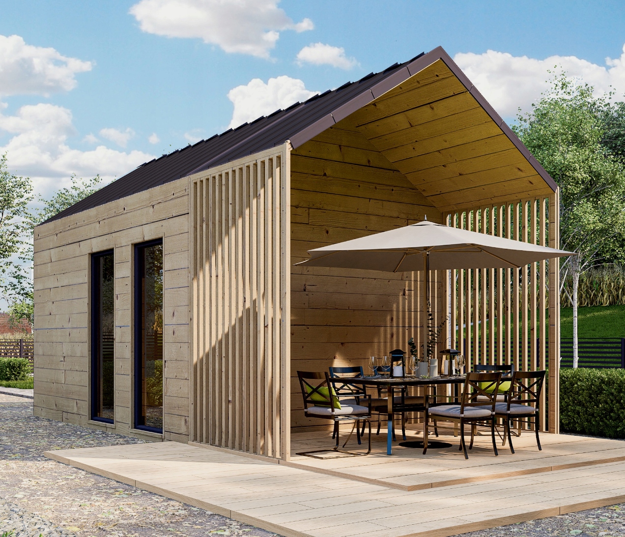 Nowoczesny Domek Ogrodowy 4x5 Drewniany Narzędziowy Gospodarczy z Wiatą ...