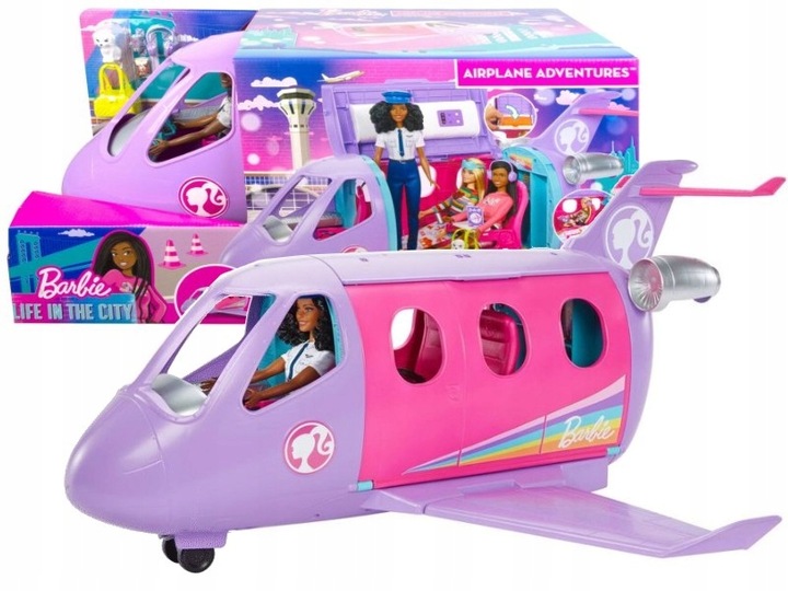 BARBIE LOTNICZA PRZYGODA SAMOLOT POJAZD DLA LALEK + LALKA PILOTKA HCD49 ...