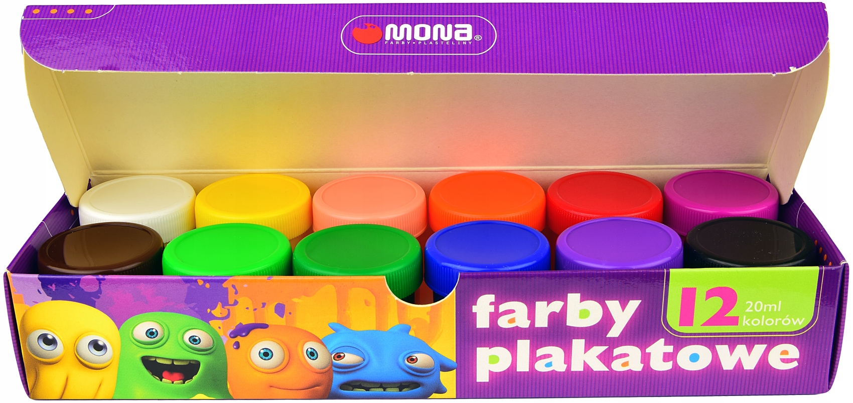 FARBY PLAKATOWE MONA 12 KOLORÓW 20ml 300470 12195226072 - Allegro.pl