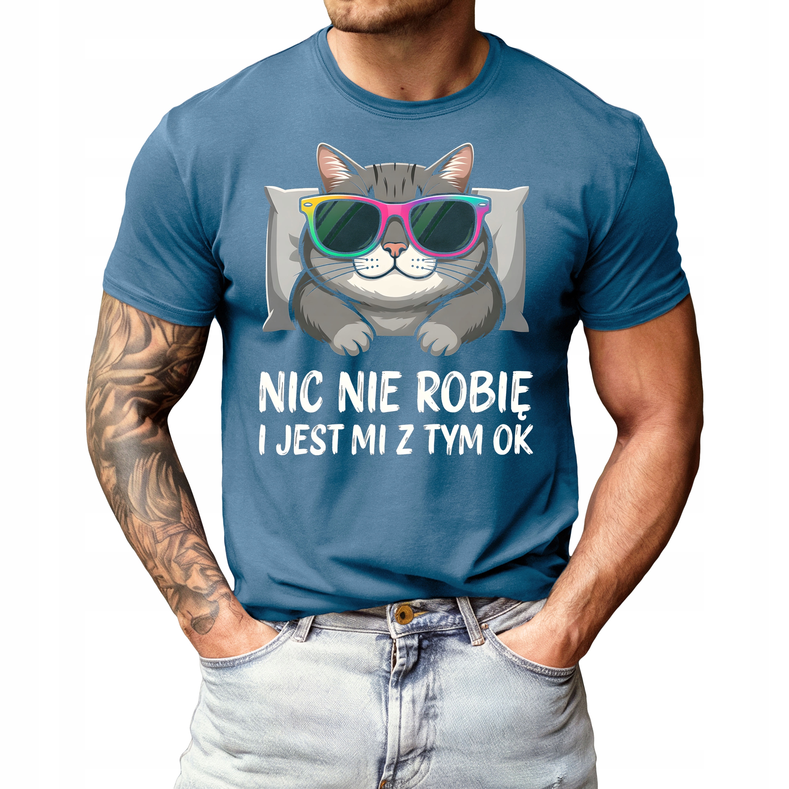 VICCES FÉRFI PÓLÓ MACSKA MINTÁVAL - SEMMIT NEM CSINÁLOK ÉS EZ ÍGY JÓ ...