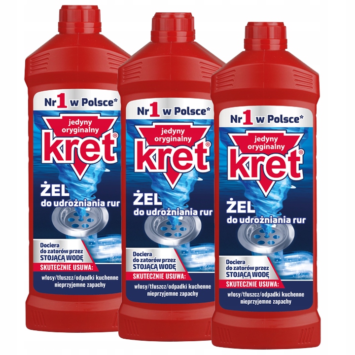 Kret Żel do Udrażniania Rur 1000g x3 12458155647 - Allegro.pl