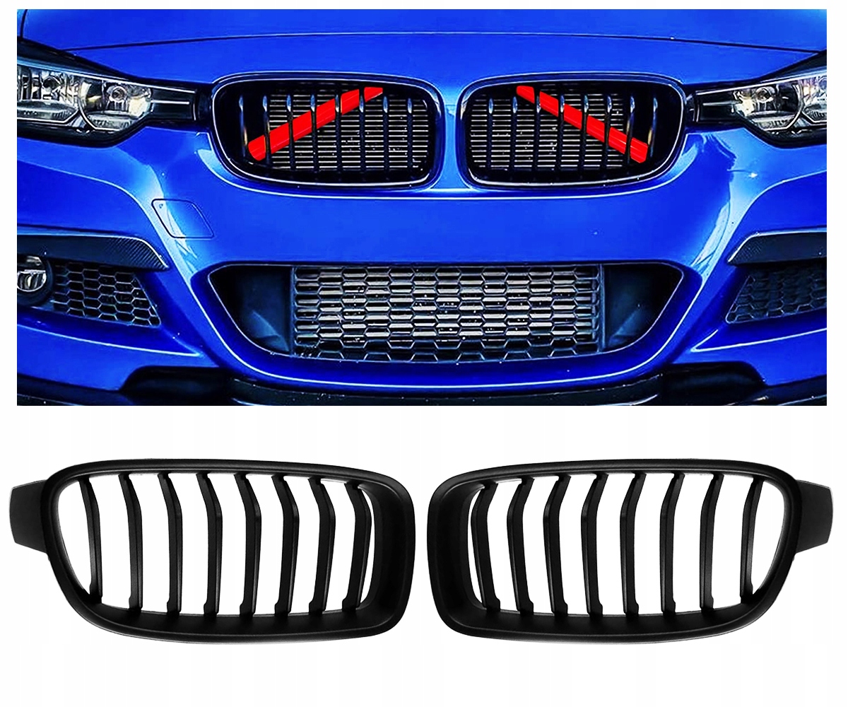 015MB NERKI W GRILL ATRAPY CZARNY MATT dla BMW F30 F31 F35 2011-2017 NA ...