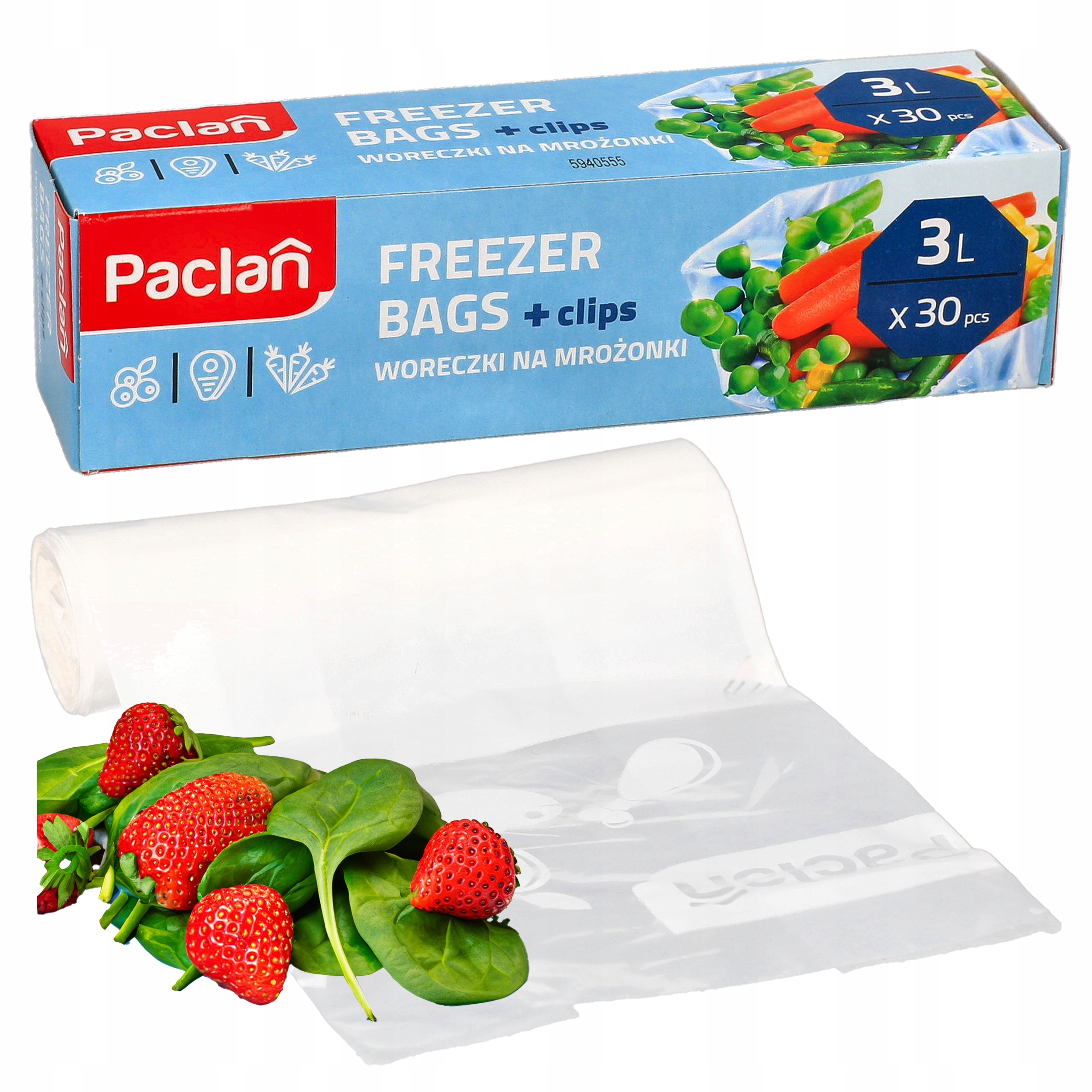 Paclan torebki na mrożonki z suwakiem 3 l, 30 sztuk (5900942451043) • Cena, Opinie • Pojemniki ...