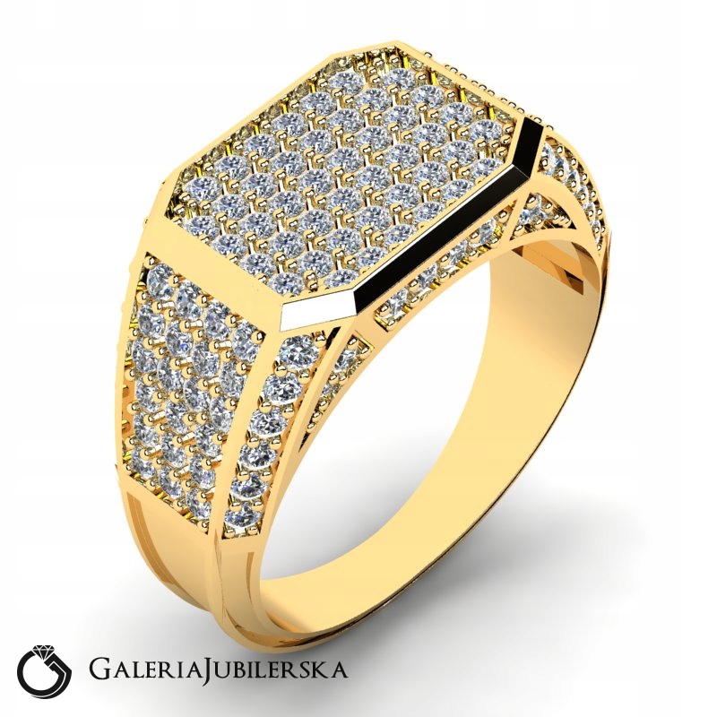 SYGNET ZłOTY MęSKI BłYSZCZąCY Z CYRKONIAMI • Cena, Opinie • Sygnety ...