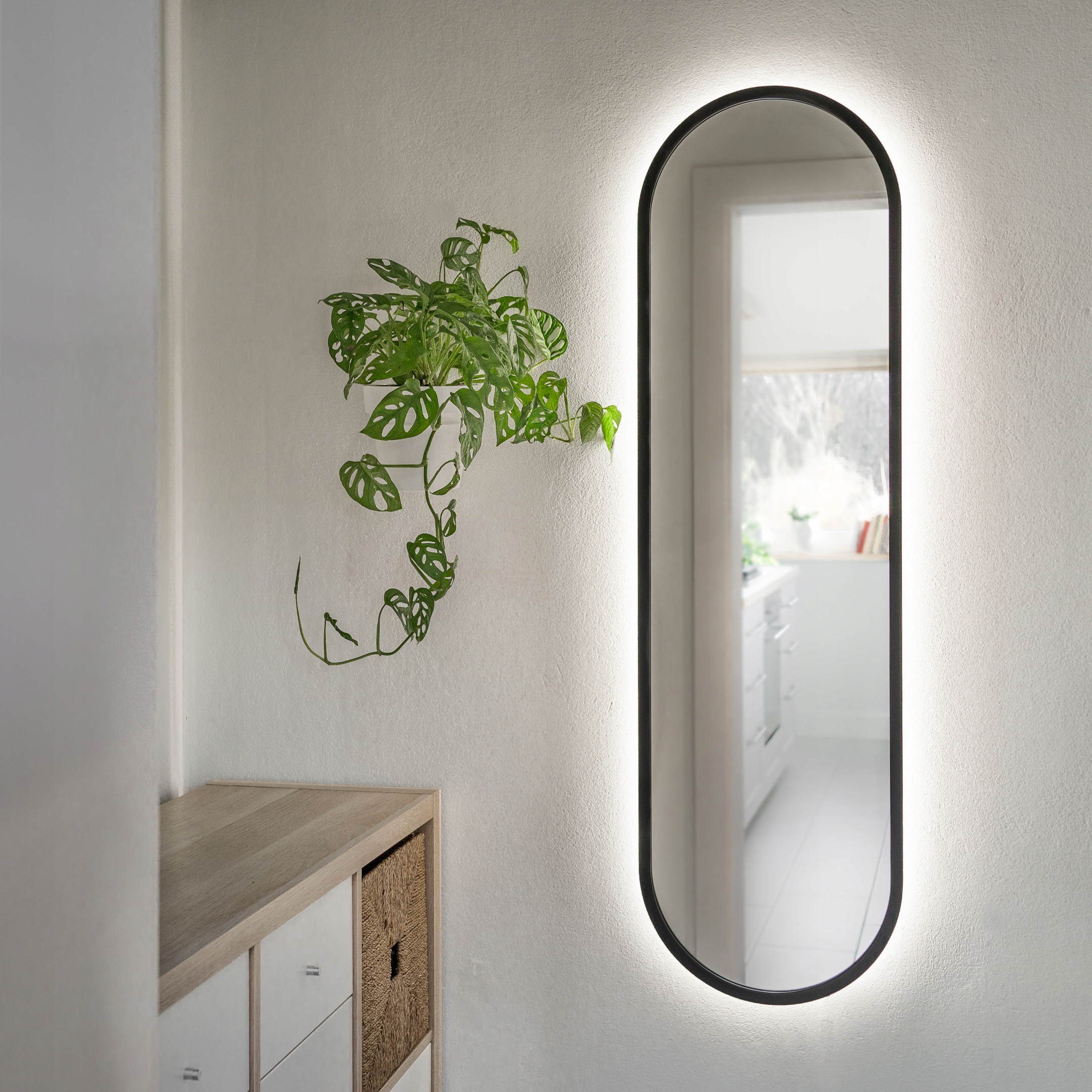 LUSTRO DO PRZEDPOKOJU LED CZARNA RAMA 35x135 WYSOKA JAKOŚĆ ...