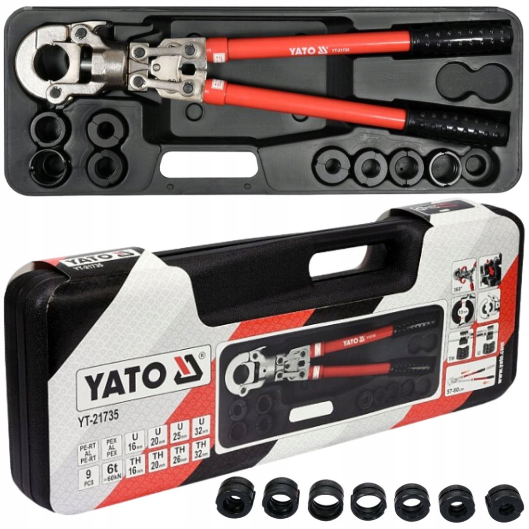 PRASKA ZACISKARKA DO RUR PEX HYDRAULICZNA RĘCZNA 8 MATRYC ZACISK 6 T ...