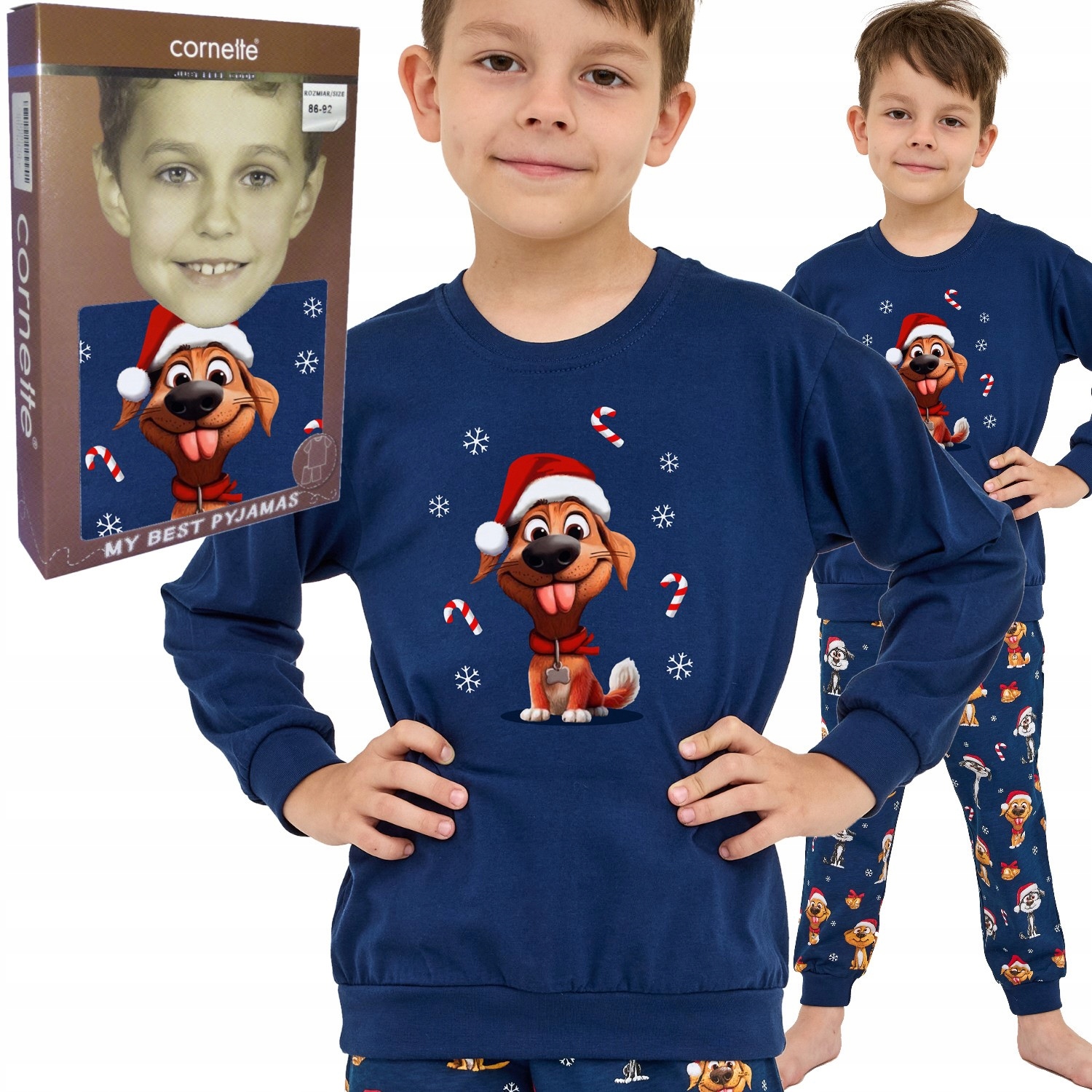 Piżama świąteczna chłopięca Cornette 593/173 Dog r. 122/128 pieski ...