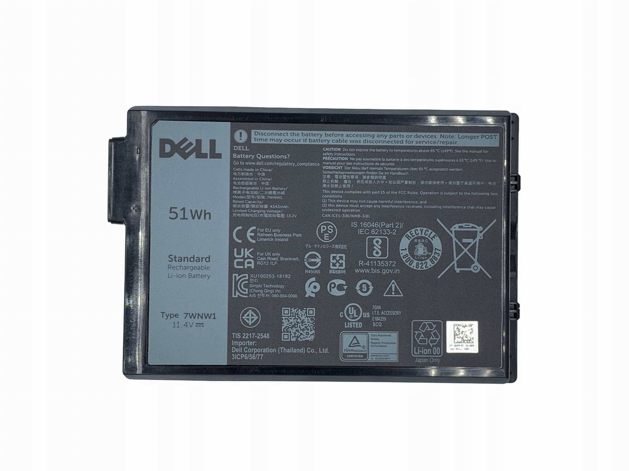 DELL Latitude 14 Rugged 5420 5424 7424 TYPE 7WNW1 51Wh 451-BCHV DMF0C ...