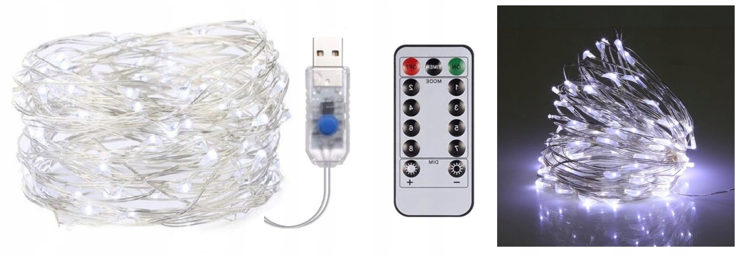 LINKA LED KURTYNA ŚWIETLNA USB BIAŁY ZIMNY 5m (5905247738967) • Cena, Opinie • Girlandy świetlne ...
