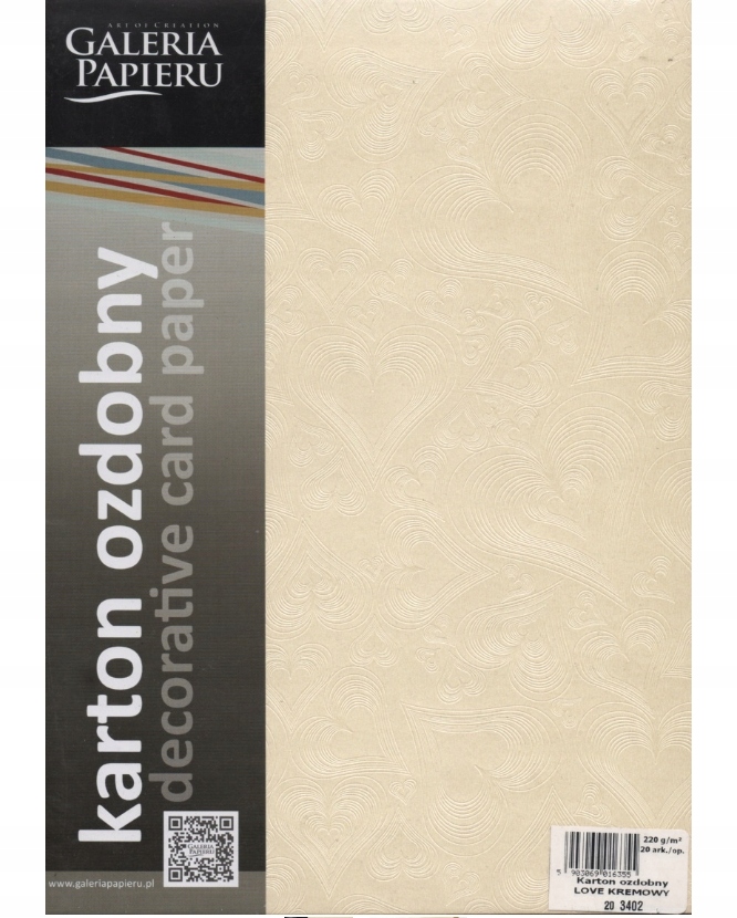 PAPIER KARTON OZDOBNY LOVE KREMOWY A4 220G 20ARK DO ZAPROSZEŃ DYPLOMÓW (5903069016355) • Cena ...