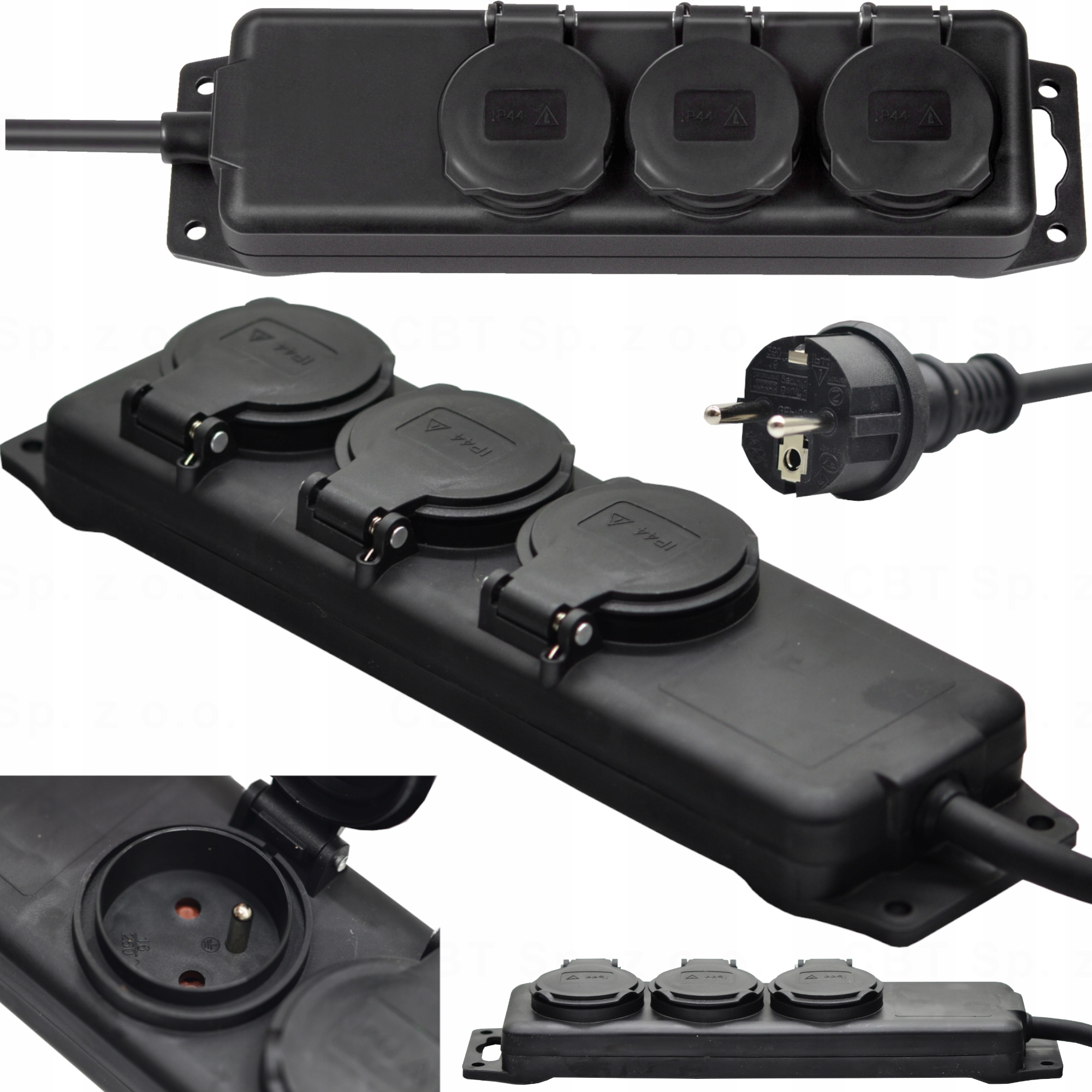 GNIAZDOWY PRZEDŁUŻACZ WARSZTATOWY 3 GNIAZDA 230V PRZEWÓD 2M IP44 ...