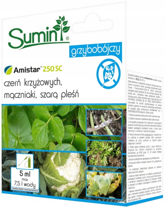 AMISTAR 250 SC ŚRODEK OPRYSK GRZYBOBÓJCZY MĄCZNIAK CZERŃ PLEŚŃ 5ML ...