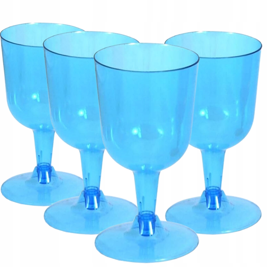 KIELISZKI DO WINA PLASTIKOWE WIELORAZOWE 160ml 4 szt niebieskie (kieliszki do wina plastikowe ...
