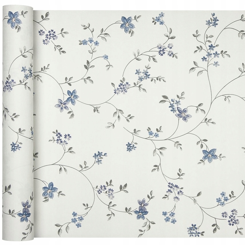 Tapety Styl Provence Modré Květiny Větvičky za 459 Kč - Allegro