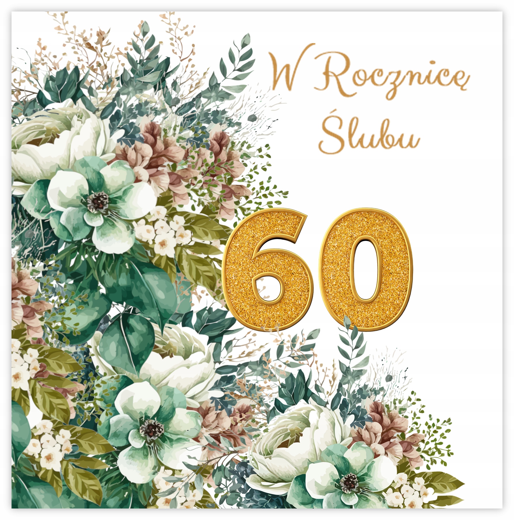 KARTKA NA 60 ROCZNICĘ ŚLUBU DIAMENTOWE GODY ROCZNICA ŚLUBU KOPERTA BIAŁA (5905215328589) • Cena ...