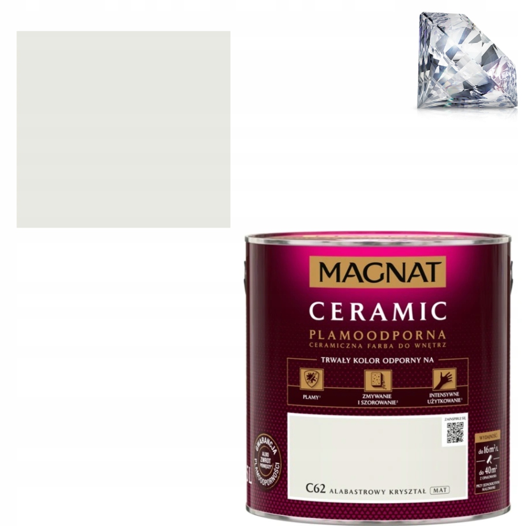 Farba Ceramiczna Do WnĘtrz 25l C62 Alabastrowy KrysztaŁ Mat Magnat 91014146 • Cena Opinie