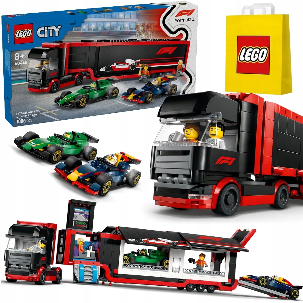 LEGO CITY 60445 TRUCK Z SAMOCHODAMI F1 BOLIDY - DUŻA LAWETA LORA TIR ...