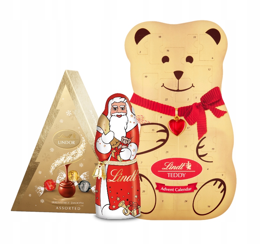 Zestaw Kalendarz Adwentowy 3D Teddy Praliny LINDOR i Mikołaj mleczny 420g • Opinie - Allegro