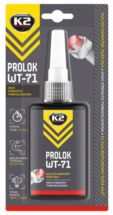 K2 - PROLOK WT-71 - KLEJ DO GWINTÓW ŚRUB - DUŻA SIŁA - 50 ML ...