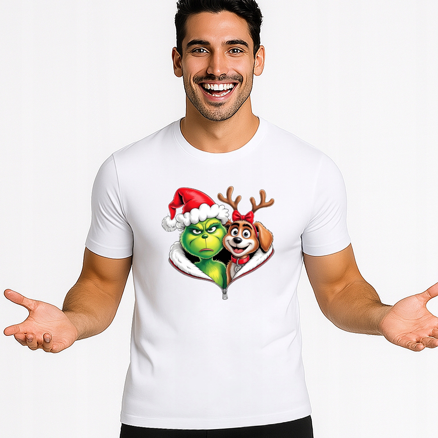 FÉRFI KARÁCSONYI PÓLÓ GRINCH KUTYA RÉN SZARVAS XL AJÁNDÉK, • Ár ...