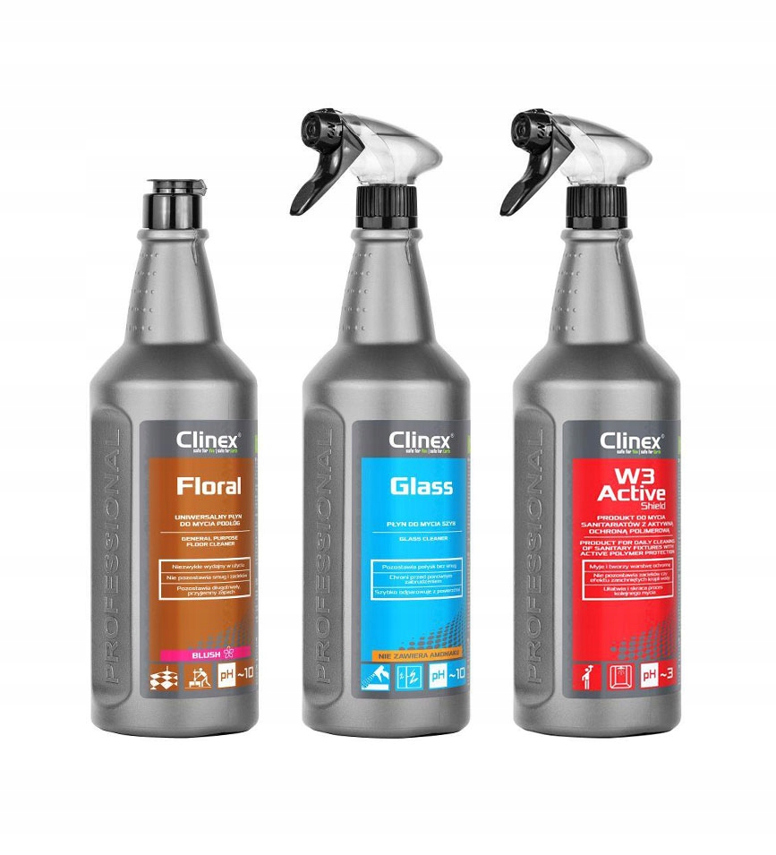 Zestaw CLINEX do codziennego sprzątania domu W3 ACTIVE GLASS FLORAL ...
