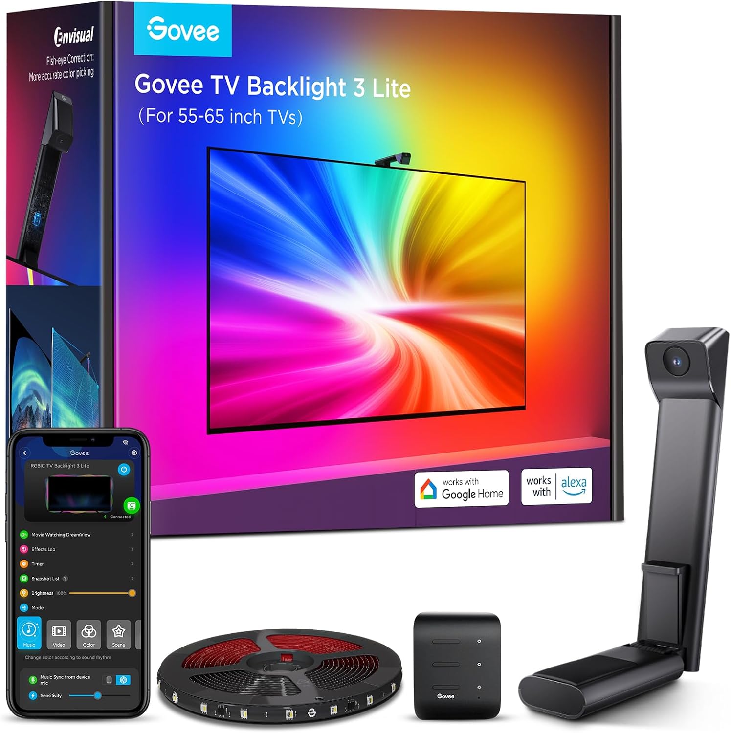 PODŚWIETLENIE TELEWIZORA GOVEE 3 LITE RGBICW WI-FI Z KAMERĄ TAŚMA LED ... PODŚWIETLENIE TELEWIZORA GOVEE 3 LITE RGBICW WI-FI Z KAMERĄ TAŚMA LED ...