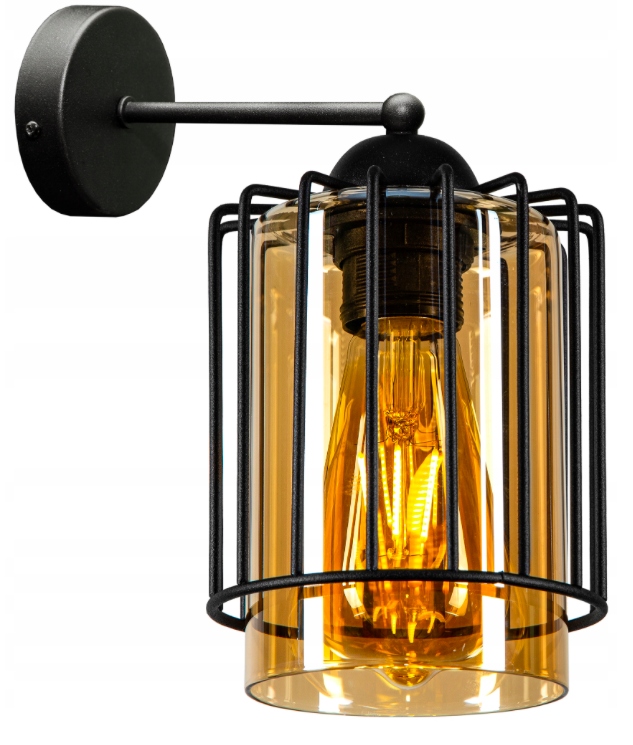 Szklana Lampa Kinkiet Złoty Kinkiet Ścienny KLATKA • Cena, Opinie ...