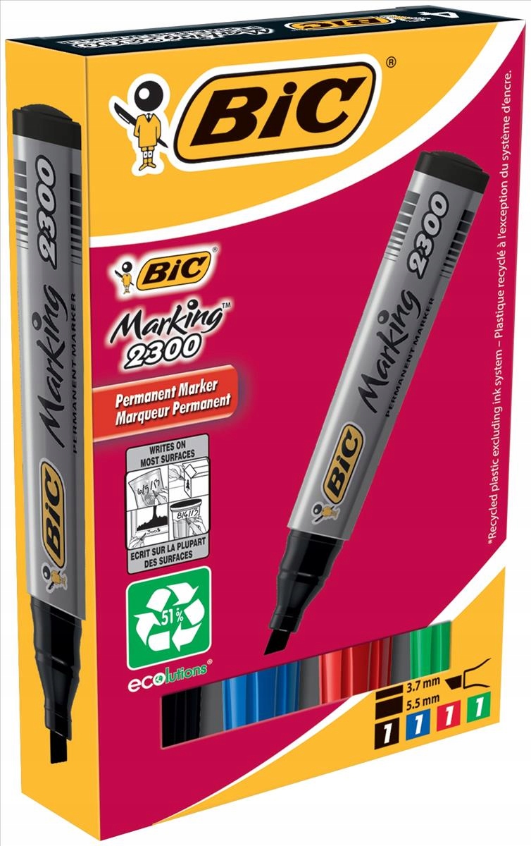 MARKERY PERMANENTNE BIC 2300 4 KOLORY (8209222) • Cena, Opinie ...