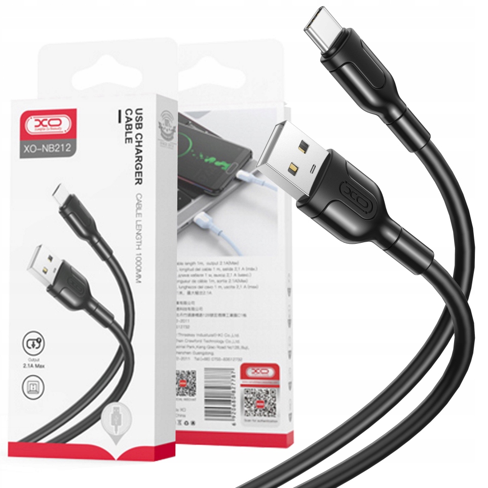 Kabel XO USB - USB typ C 1 m czarny - Sklep, Opinie, Cena w Allegro