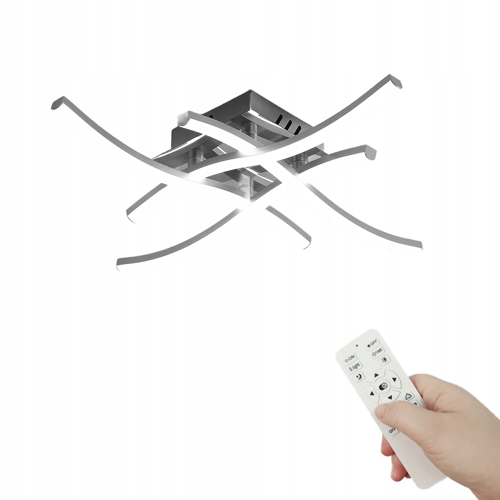 LAMPA SUFITOWA ZYRANDOL LED CHROM NOWOCZESNA Z PILOTEM DO SALONU 28W ...