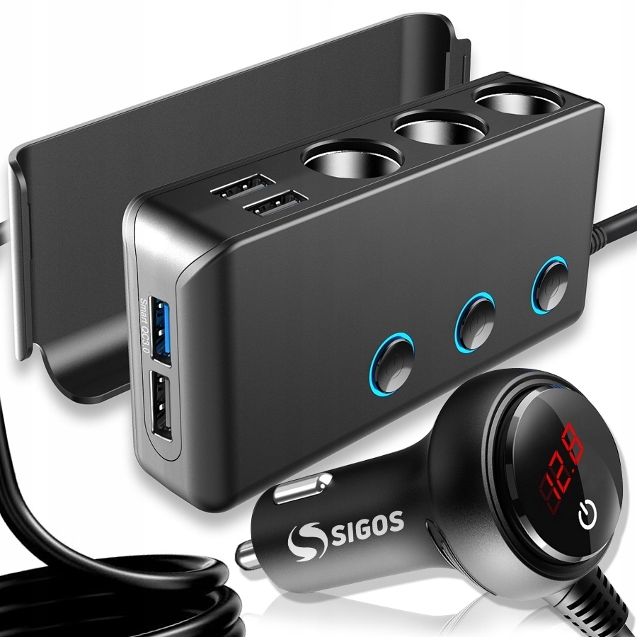 ROZDZIELACZ ROZGAŁĘŹNIK GNIAZDA ZAPALNICZKI 12-24V 4 x USB ŁADOWARKA 5907022721089 za 59.90PLN z ...