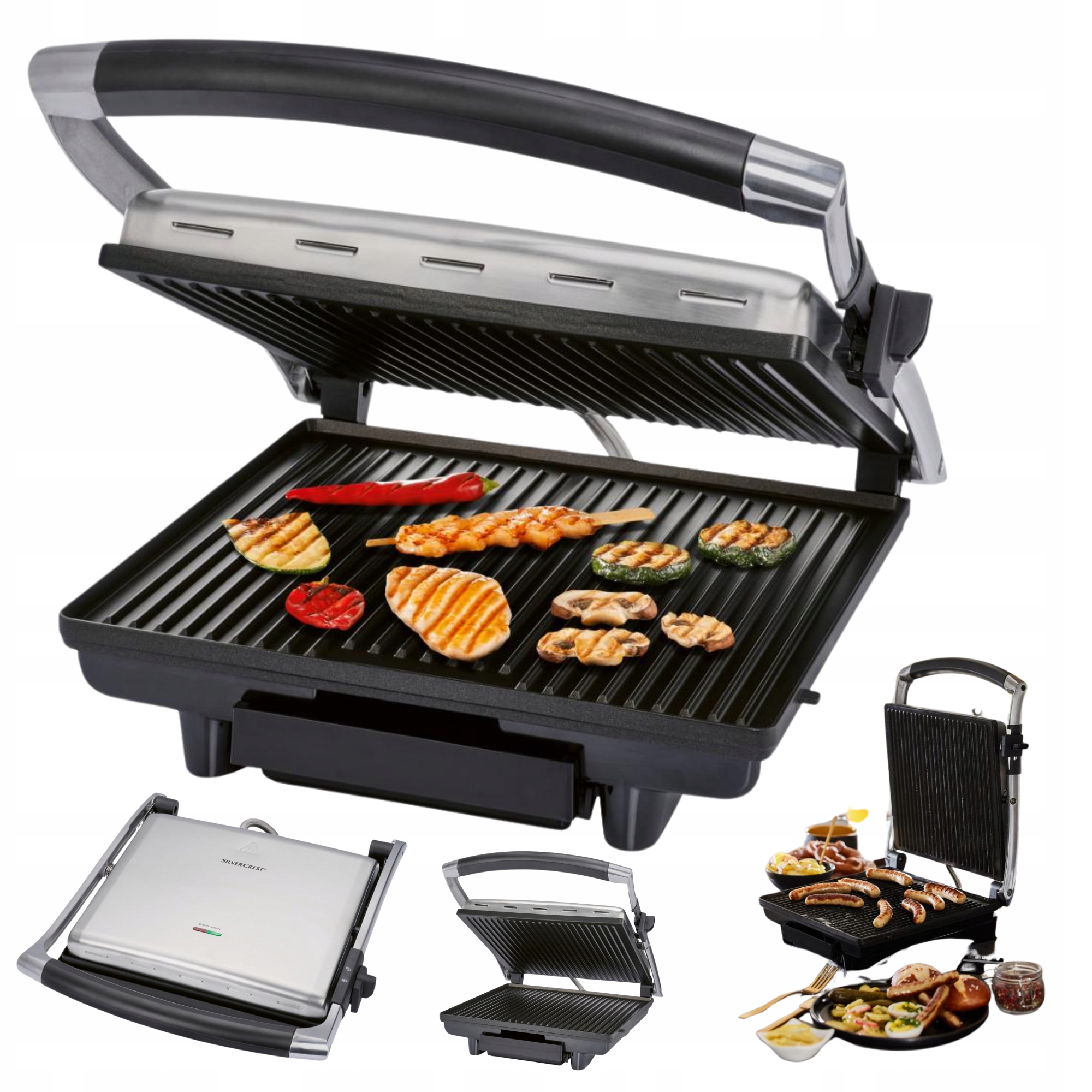 GRILL ELEKTROMOS KENYÉRPIRÍTÓ PANINI SZENDVICSSÜTŐ SILVERCREST SPM 2000 E2 za 19990.00HUF-ért ...