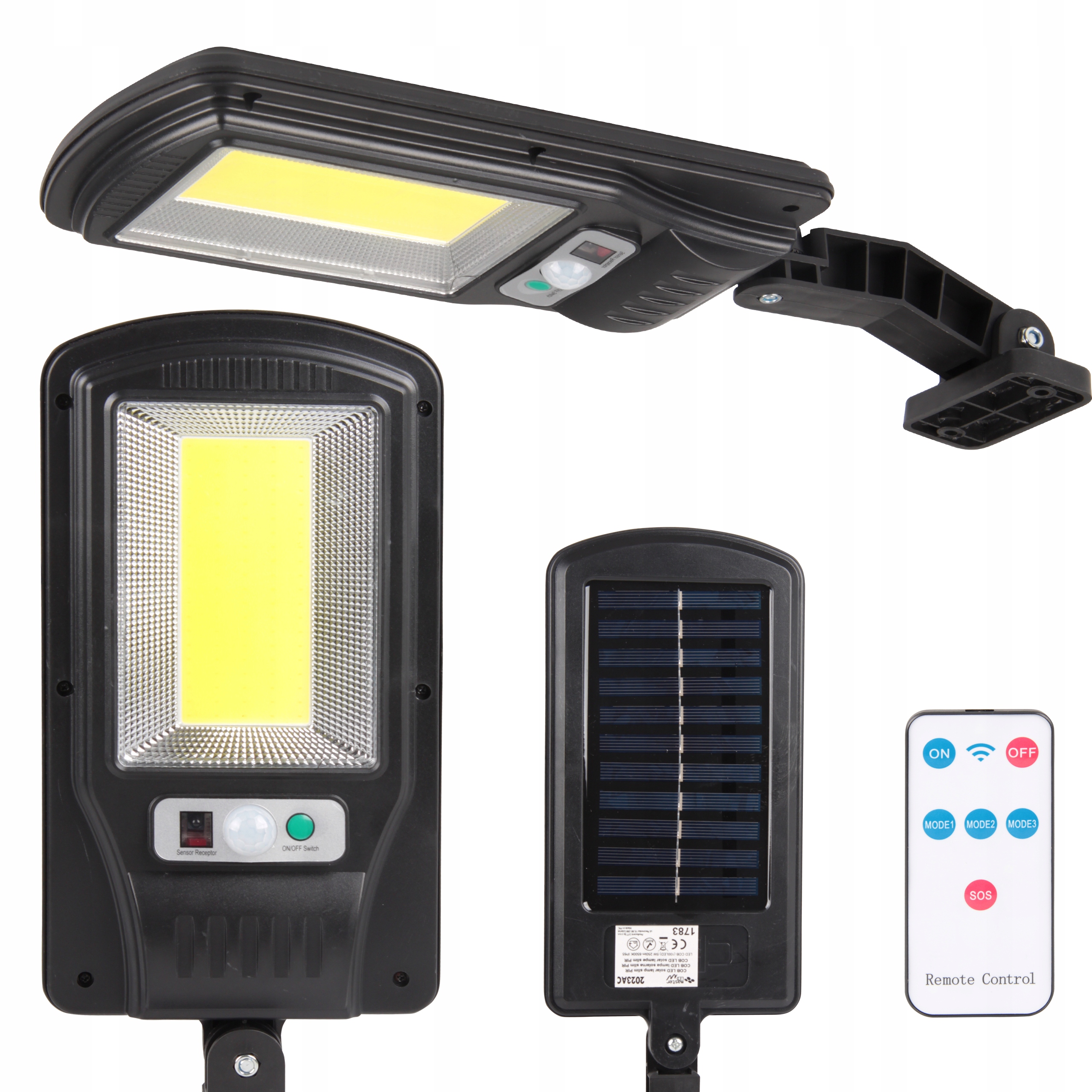 LAMPA LED SOLARNA 10W = 100W Z CZUJNIKIEM OGRODOWA ZEWNĘTRZNA uliczna ...