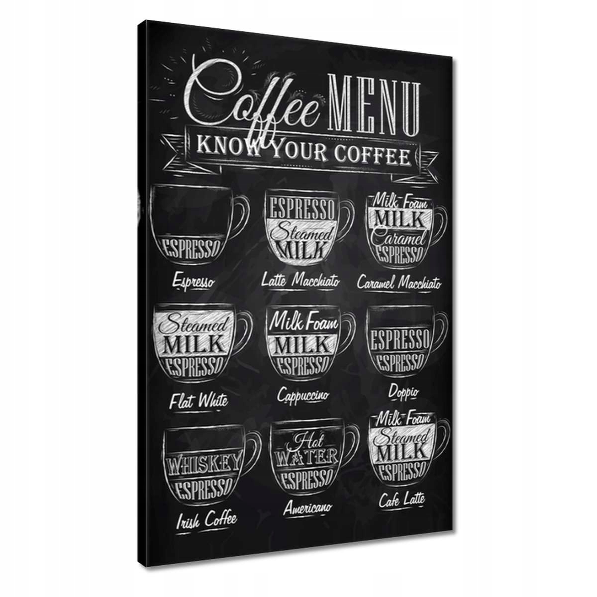 Obrazy 40x60 Cafee menu na czarnym tle • Cena, Opinie • Obrazy ...