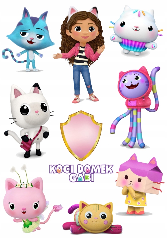 Opłatek na Tort KOCI DOMEK GABI + IMIĘ wydruk Cukrowy A4 • Cena, Opinie • Dekoracje tortów i ...