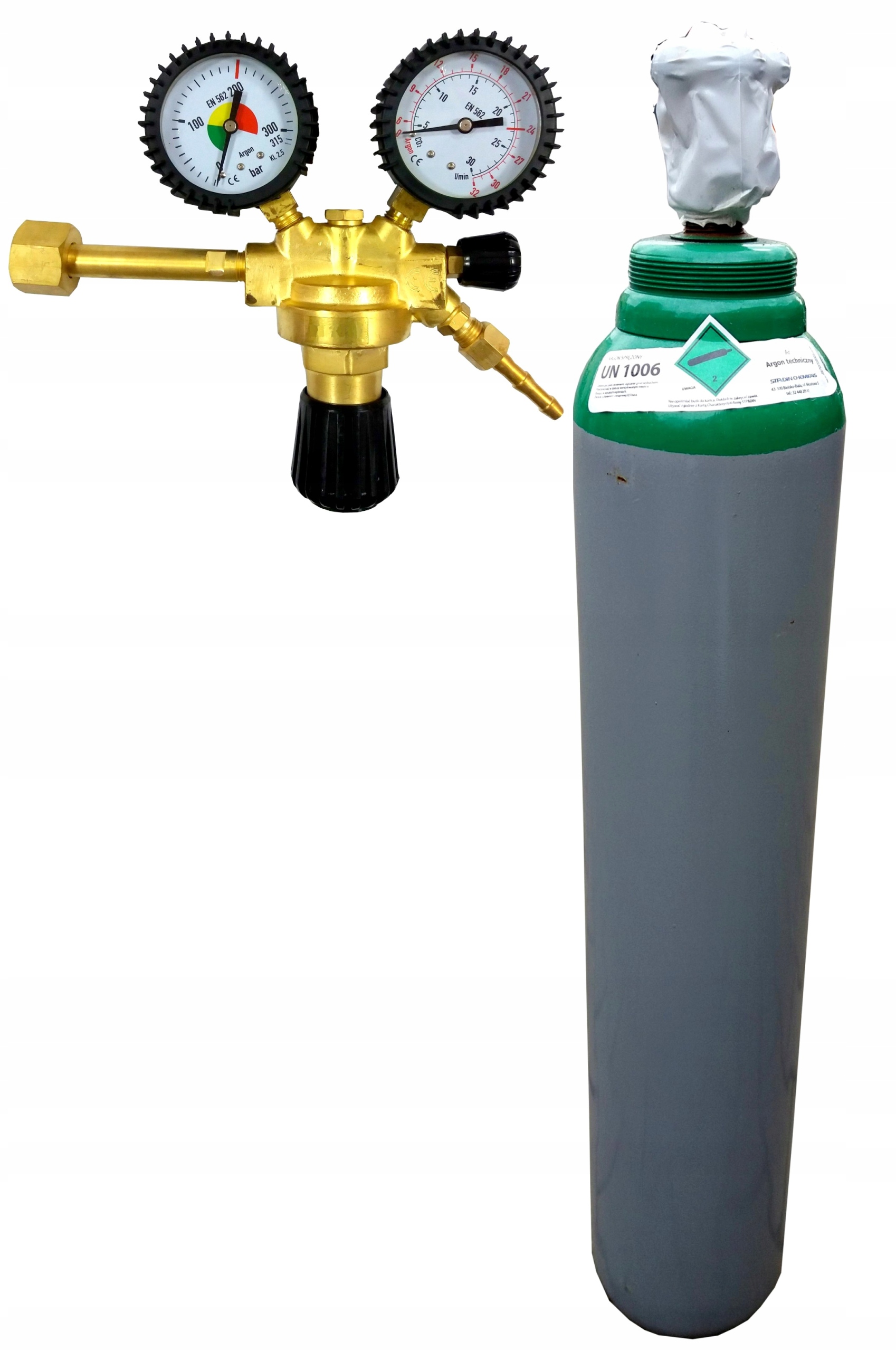 ZESTAW REDUKTOR BUTLOWY GAZOWY DO ARGONU I DWUTLENKU BUTLA ARGON 8L GAZ ...