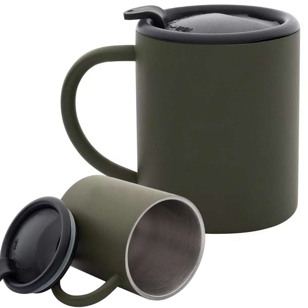 KUBEK TERMICZNY Z POKRYWKĄ UCHEM METALOWY PODRÓŻNY - 60009001 ...